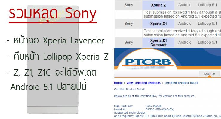 รวมหลุด Sony : ภาพจอ Xperia Lavender โผล่, Lollipop บน Z ตัวพ่อ, ตระกูล Z จะได้ Android 5.1 ปลาย ...