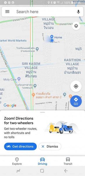 Google Maps เปิดโหมดนำทางสำหรับมอเตอร์ไซค์ในประเทศไทยแล้ว | DroidSans