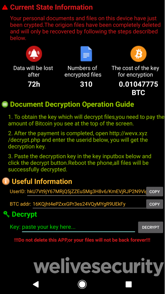 เตือนภัย !!! พบ Ransomware ล็อคไฟล์เรียกค่าไถ่บน Android หลอกเหยื่อติดตั้งแอพผ่าน SMS | DroidSans