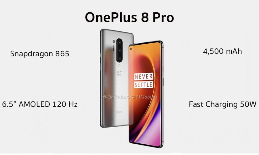 หลุดสเปค OnePlus 8 Pro คาดมาพร้อม RAM 8GB, แบต 4500 mAh และเทคโนโลยีชาร์จไว 50W | DroidSans