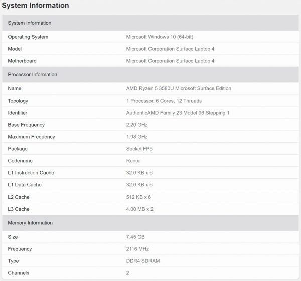 หลุดข้อมูล Microsoft Surface Laptop 4 บนเว็บไซต์ Geekbench คราวนี้มากับ ...