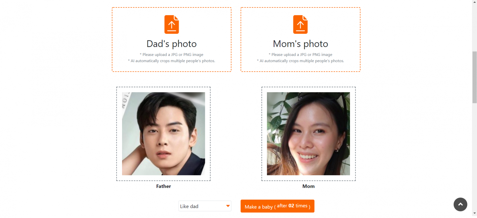 Aka-Chan AC เว็บไซต์ที่ใช้ AI วิเคราะห์ภาพใบหน้าชาย + หญิง หากมีลูกออก ...