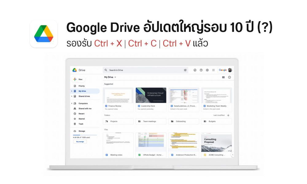ในที่สุดก็มีวันนี้... Google Drive รองรับ Cut, Copy, Paste จากชอร์ตคัต ...