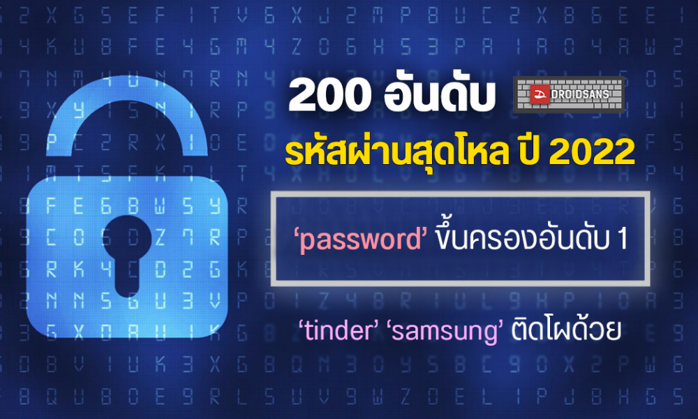 200 อันดับรหัสผ่านยอดนิยมประจำปี 2022 ‘password’ ขึ้นมาเป็นอันดับหนึ่ง แซงหน้า '123456' แล้ว ...