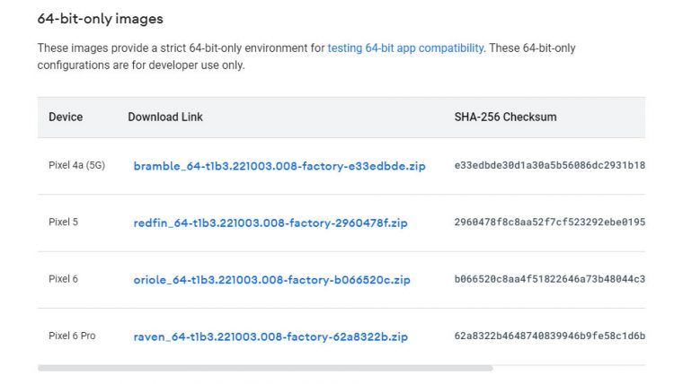 Google ออกไฟล์รอมแบบใหม่ให้ Pixel รุ่นเก่า รันได้เฉพาะแอป 64-bit ตามรอย ...