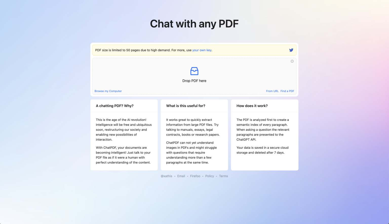 แนะนำ | ChatPDF แปลง pdf เป็นแชทบอท ถาม-ตอบ ด้วย Open AI พร้อมสรุปคำตอบให้ ไม่ต้องเสียเวลาอ่าน ...