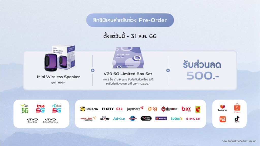 สเปค vivo V29 5G ดีไซน์โดดเด่น ตัวเครื่องเพรียวบาง ไฟแฟลช Aura Light ...