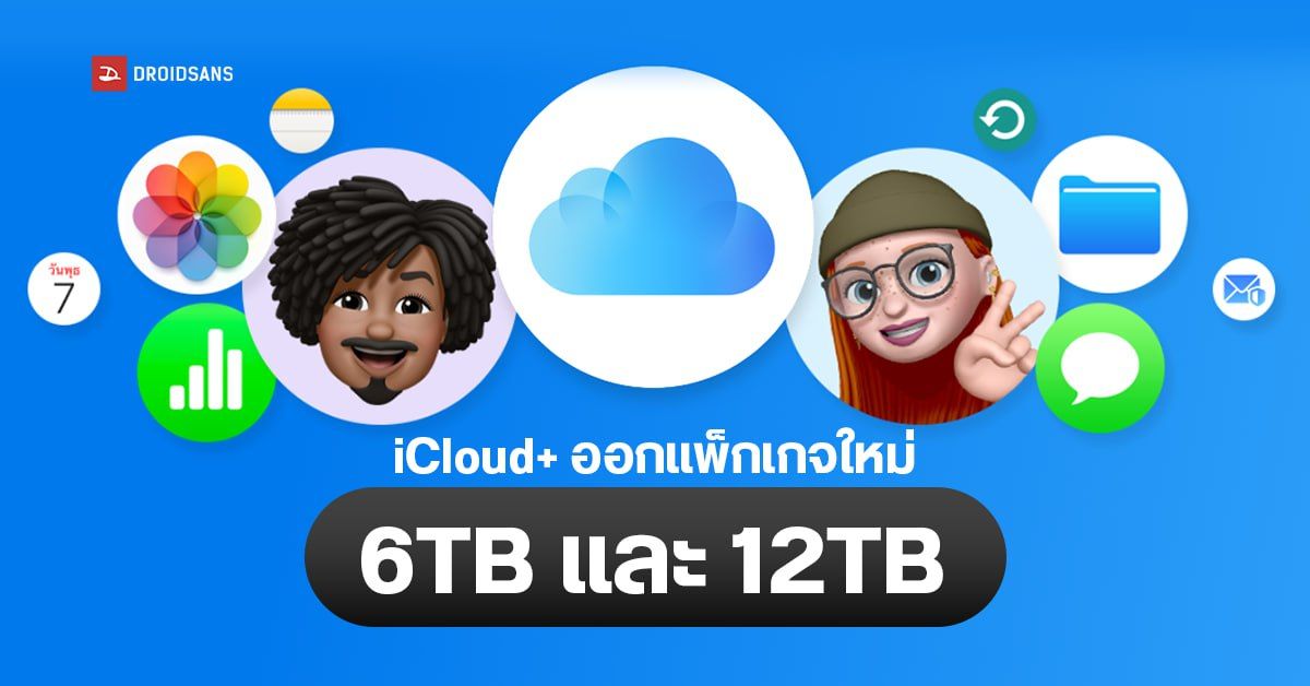 Apple เพิ่มแพ็กเกจ iCloud+ ใหม่ ขนาด 6TB เดือนละ 999 บาท และ 12TB เดือน ...