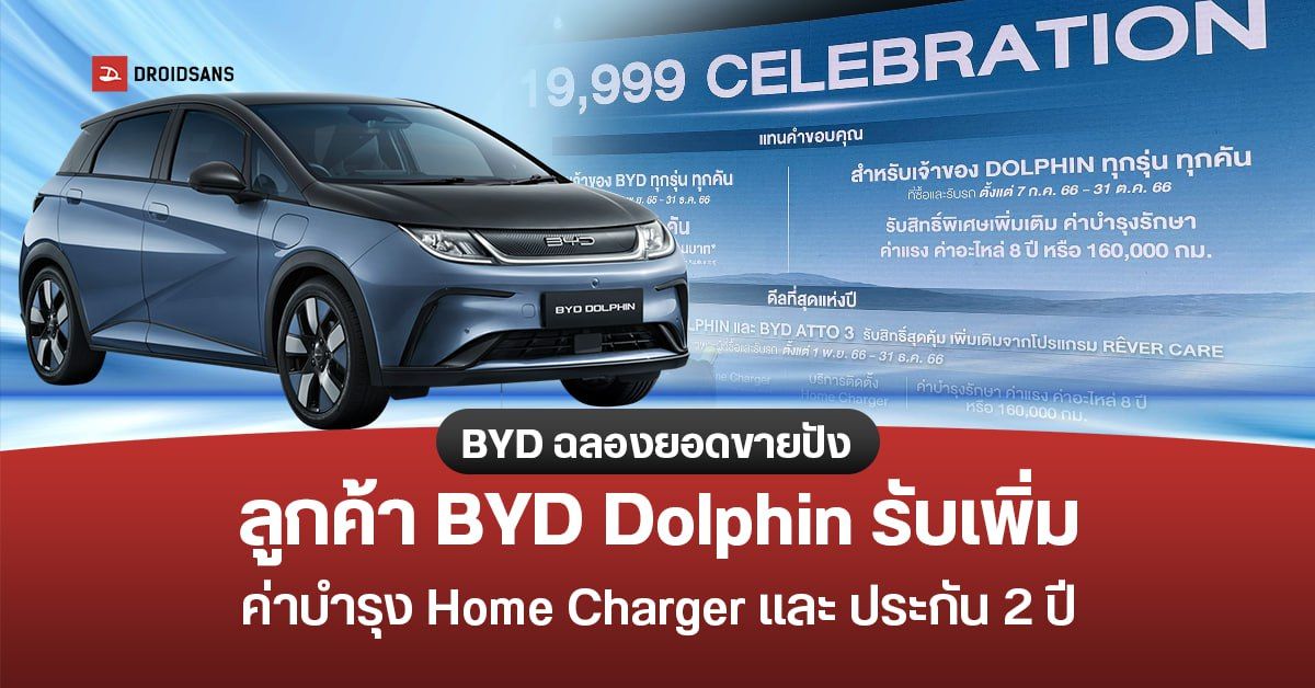 BYD ฉลองยอดขายปัง ลูกค้าที่ซื้อ BYD Dolphin ใหม่ รับเพิ่ม ค่าบำรุง, Home Charger, ประกัน 2 ปี ...