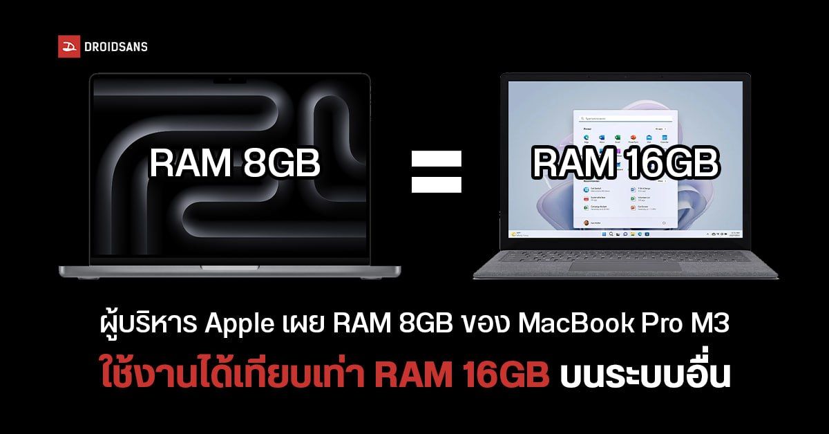 Apple ยืนยัน RAM 8GB บน MacBook Pro M3 ใช้งานได้ดีพอ ๆ กับ RAM 16GB ใน ...