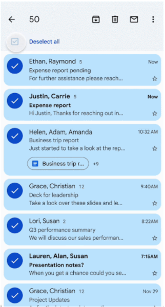 Google Workspace อัปเดต Google Sheets บนอุปกรณ์ iOS, การกด select all เลือกข้อความใน Gmail ได้ ...