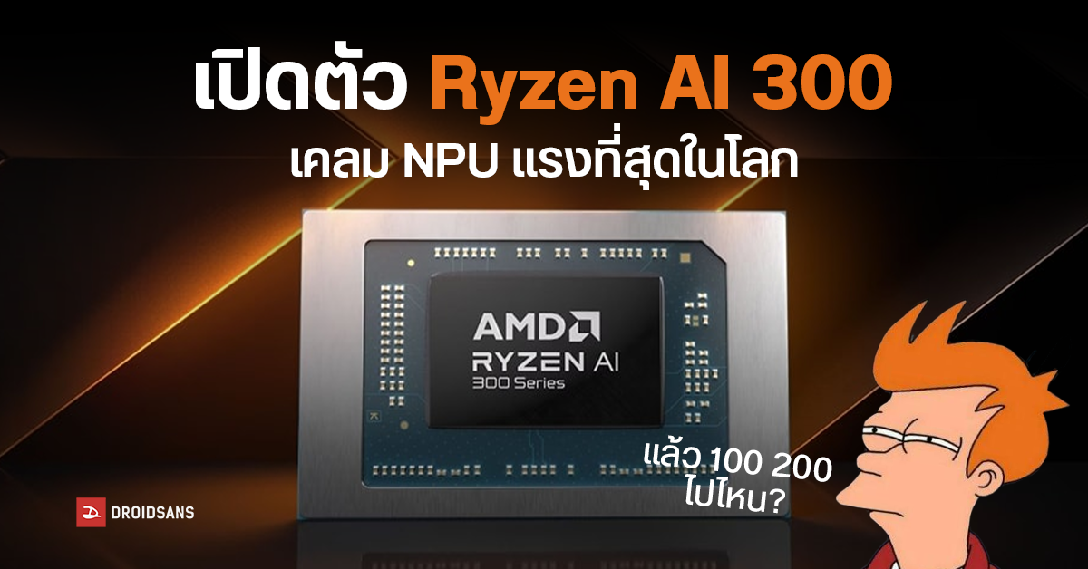 เปิดตัว AMD Ryzen AI 300 ซีพียูบนโน้ตบุ๊ก Zen 5 + RDNA 3.5 เคลม NPU 50 TOPS แรงที่สุดในโลกแซง ...