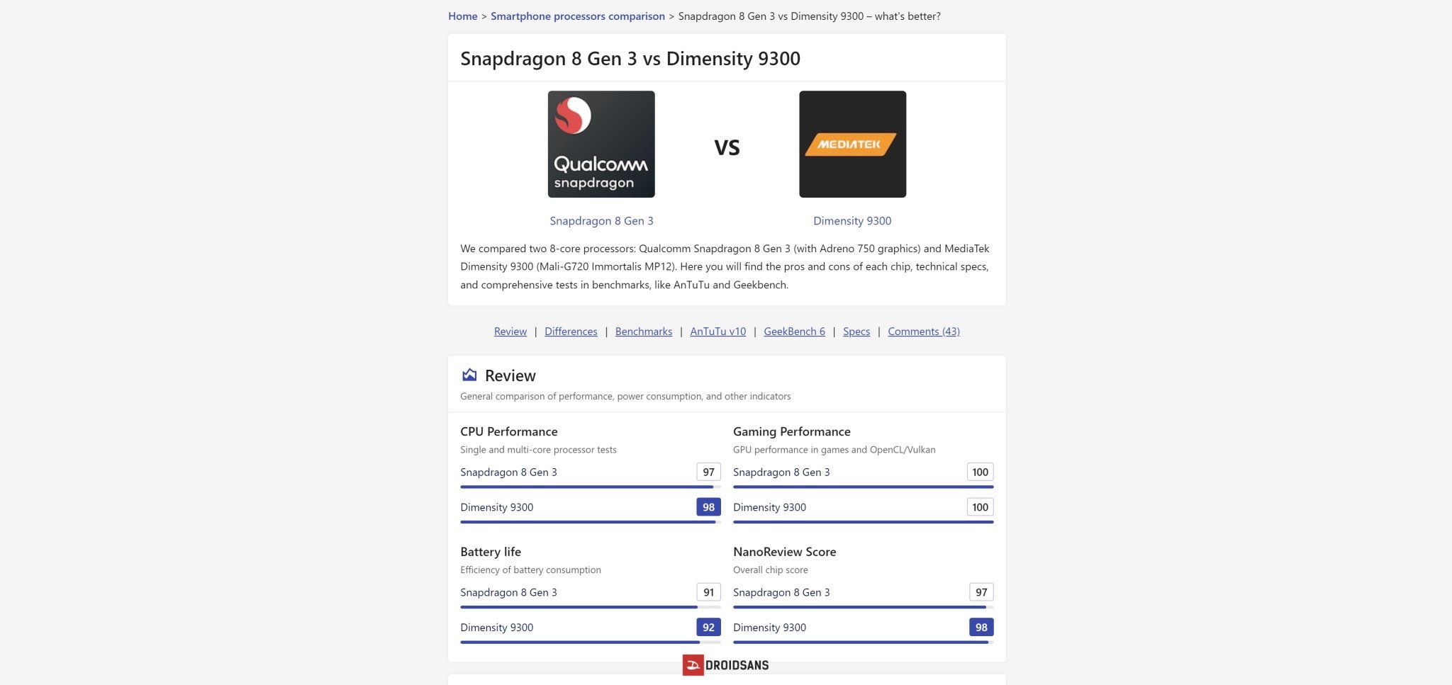 วิธีเทียบความแรงชิปเซตมือถือเบื้องต้นทุกแบรนด์ ด้วยเว็บไซต์ NanoReview | DroidSans
