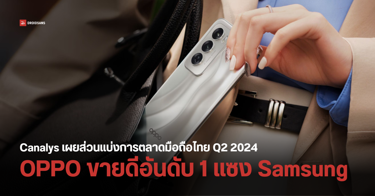 เผย 5 อันดับแบรนด์มือถือขายดีในไทย ไตรมาส 2 ปี 2567 OPPO ขึ้นแท่นแบรนด์ขายดีอันดับ 1 | DroidSans