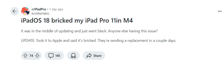 Apple หยุดอัปเดต iPadOS 18 สำหรับ iPad Pro ชิป M4 หลังเจอปัญหาทำเครื่องดับ เปิดไม่ติด | DroidSans