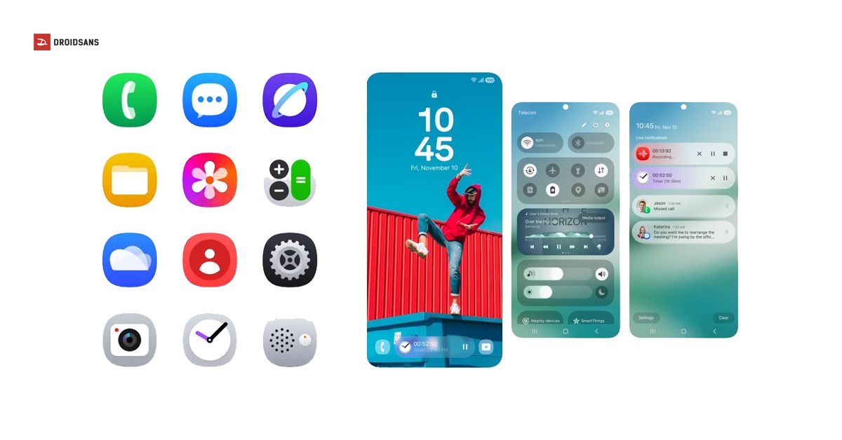 หลุดข้อมูล One UI 7 ไอคอนและ UI แบบใหม่ เพิ่มฟีเจอร์ Live Notifications พร้อม Circle to Search ...