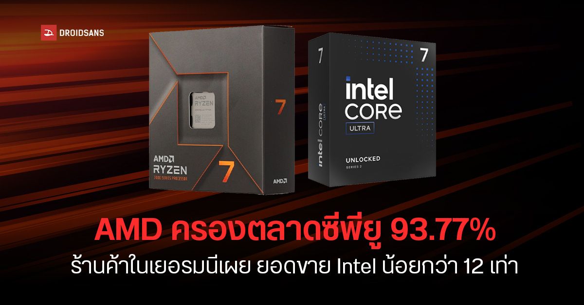 AMD มาแรงไม่แผ่ว ร้านค้าดังในเยอรมนีเผยส่วนแบ่งซีพียูสูงถึง 93.77% ส่วน ...