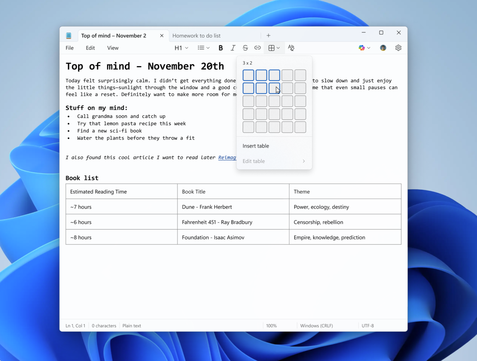 Notepad บน Windows 11 เพิ่มฟีเจอร์ใหม่ รองรับการใส่ตาราง (Table) ได้แล้ว | DroidSans